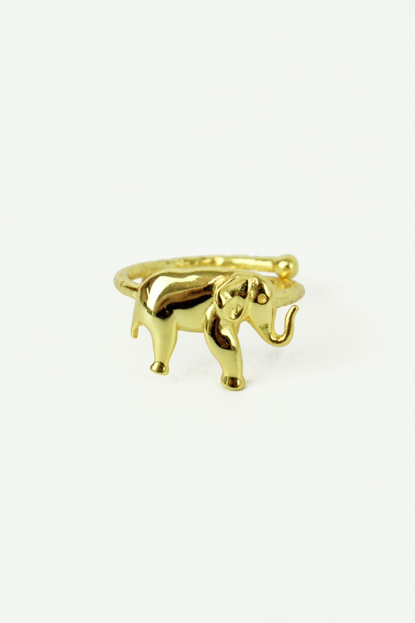 Gold Adjustable Elephant Ring - Pink Skink
